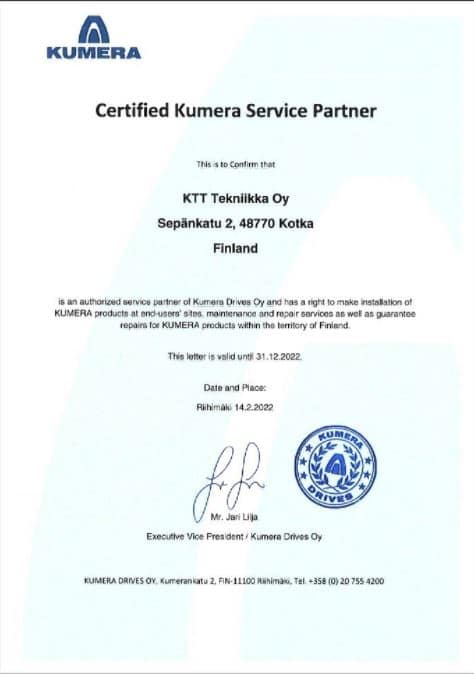 Kumera yhteistyö jatkuu | KTT Tekniikka Oy